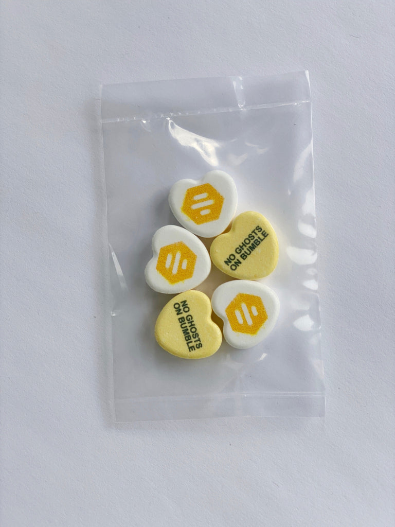 Custom Candy Hearts Personalized Bags - 5 Candies Per Bag (50 Bag Mini ...